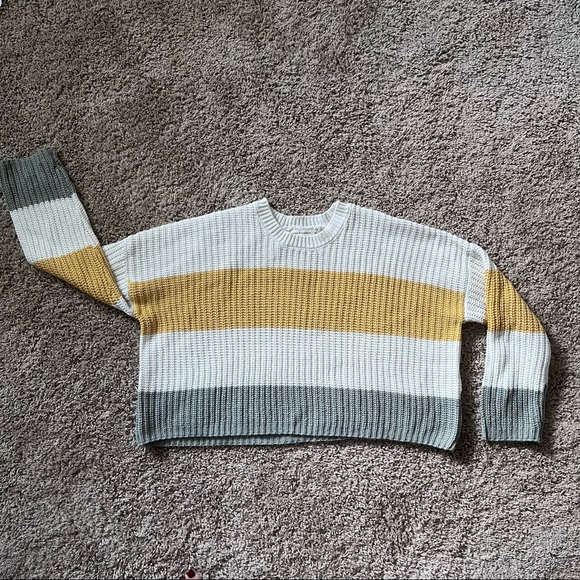 moon & madison | Sweaters | Moon Madison Striped Boxy Cropped Sweater ...
